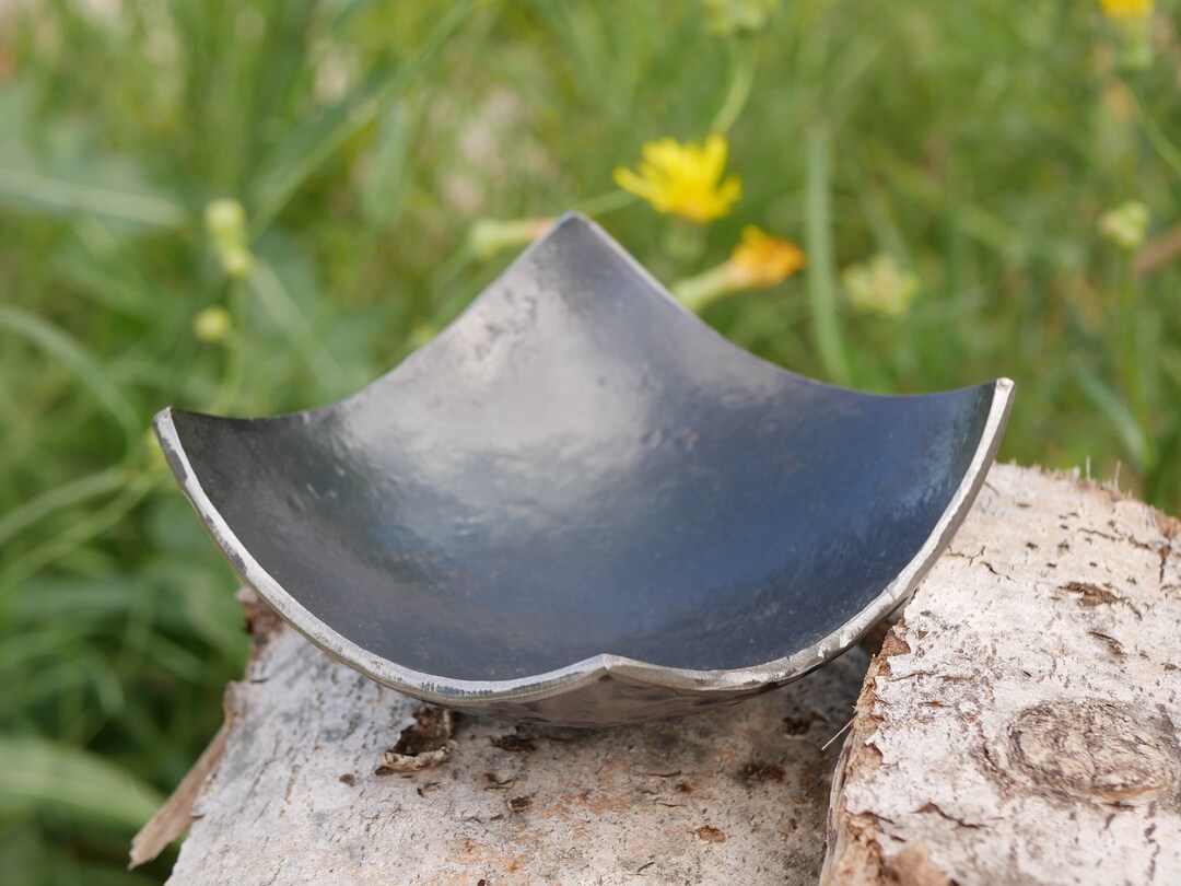 Hammered Square Steel Bowl Hand Forged Metal Bowl Blacksmith Made ...