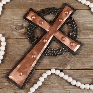 Steel & Copper Metal Cross Wall Art // Cross Wall Decor // Iron Cross ...