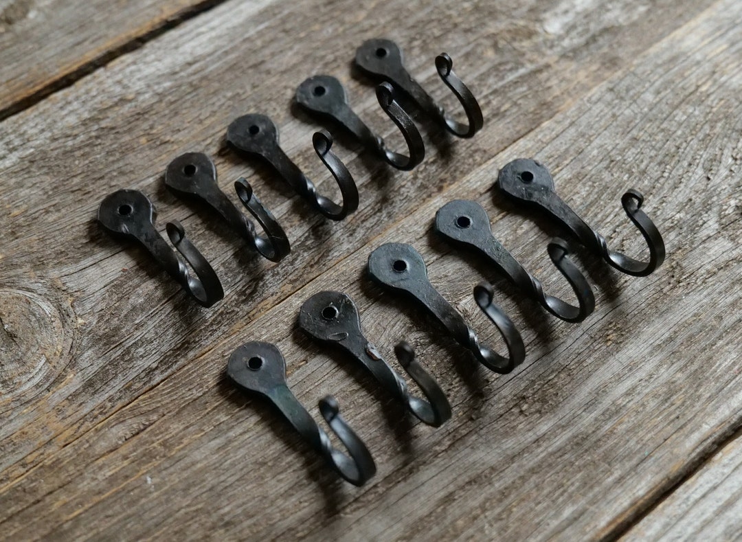 10 Medium 2" Black Decorative Metal Wall Hook Hand Forged Small ...