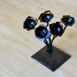 Forged Flower Sculpture *bundle of Metal Flowers * Metal Flower Bouquet ...