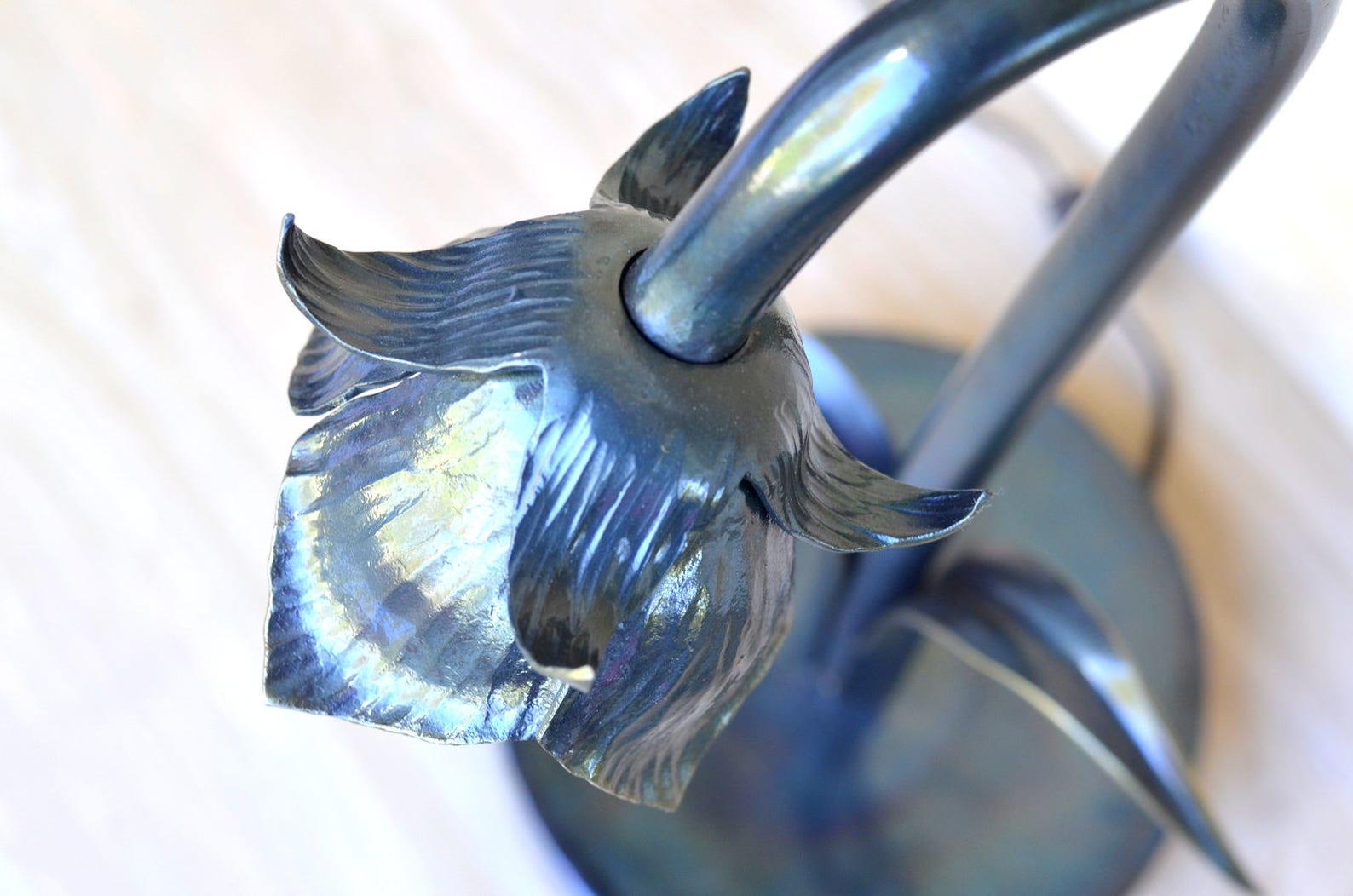 Metal Flower Lamp * Blacksmith Made Lamp Art * Hand Forged Table Lamp ...