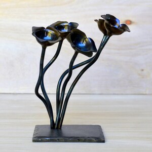 Forged Flower Sculpture *bundle of Metal Flowers * Metal Flower Bouquet ...