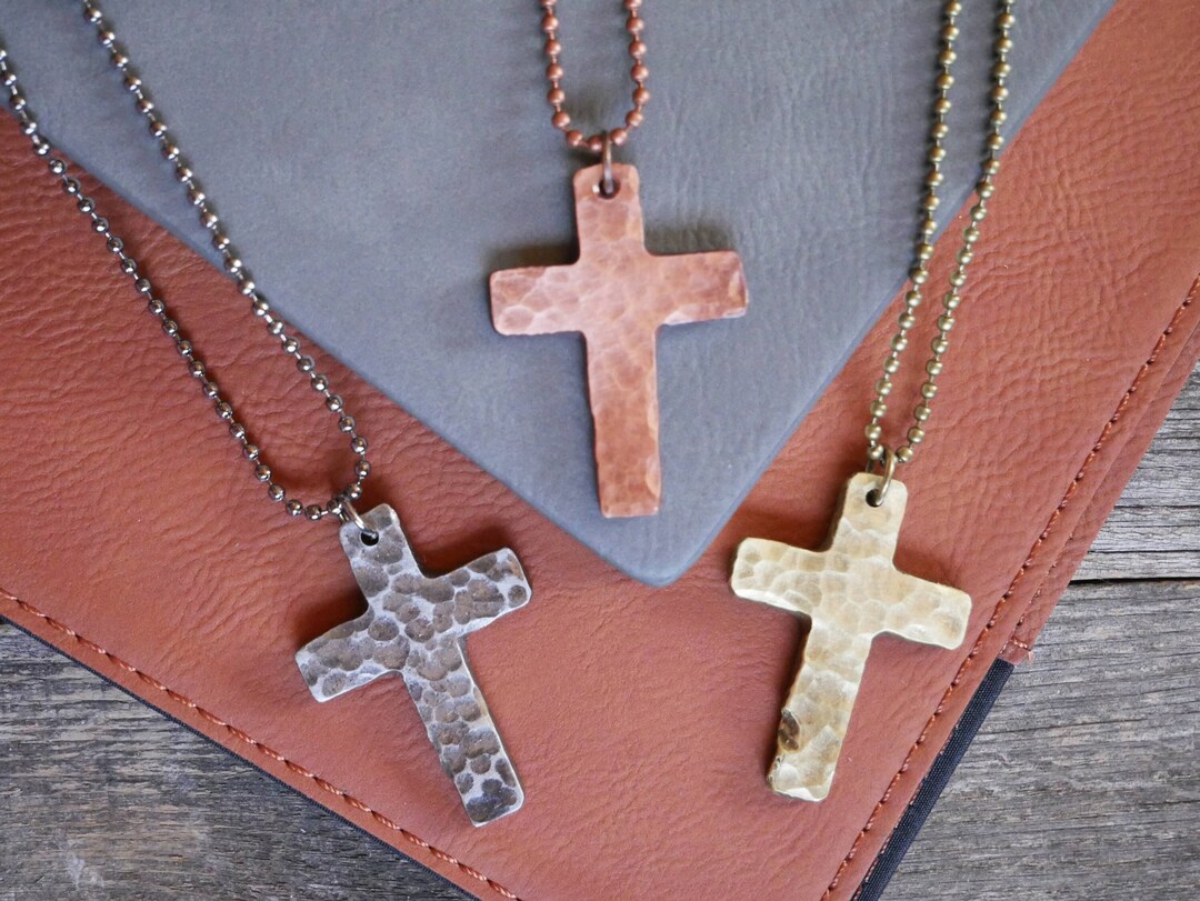 Hand Forged Copper Cross * Hammered Cross Pendant * Christian Gift for ...