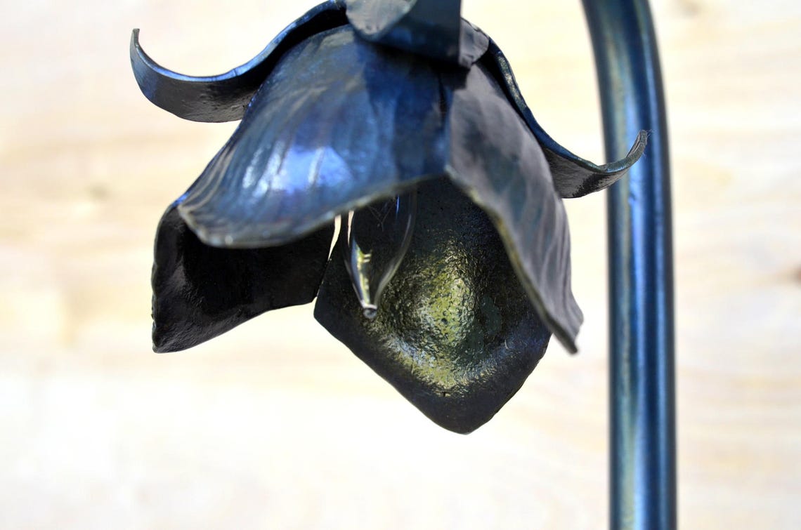 Metal Flower Lamp * Blacksmith Made Lamp Art * Hand Forged Table Lamp ...