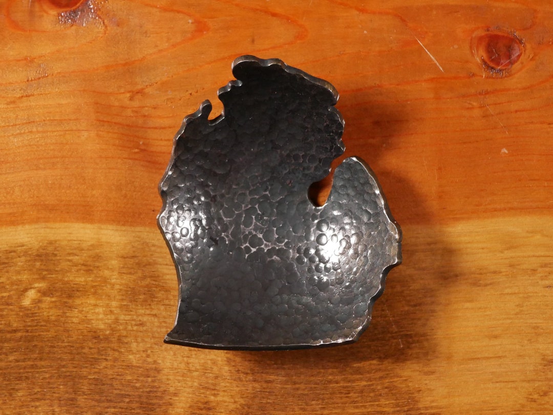 Pebbled Texture Hand Forged Michigan Trinket Dish Michigan Decor ...