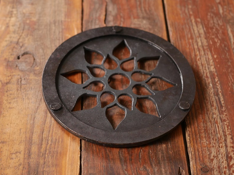 Sunflower Trivet * Metal Trivet for Hot Dishes * Black Trivet for Hot ...