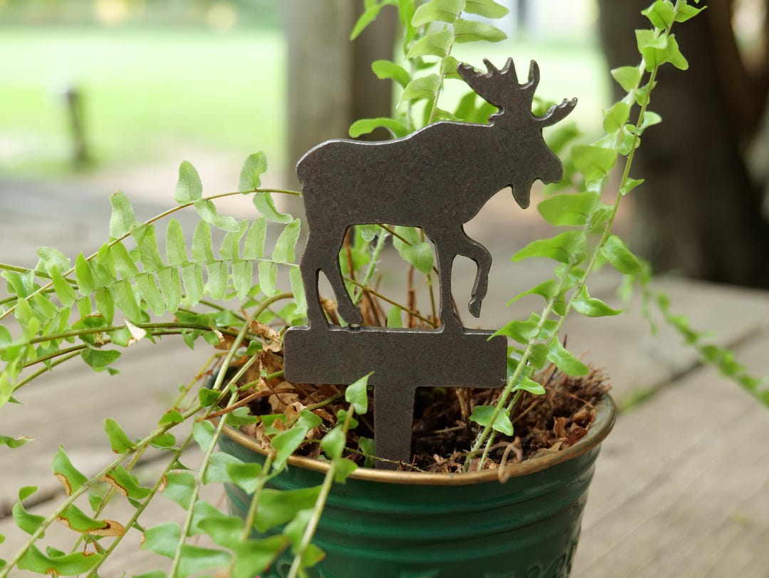 Moose Metal Planter Decoration * Garden Stake * House Plant Decorations ...