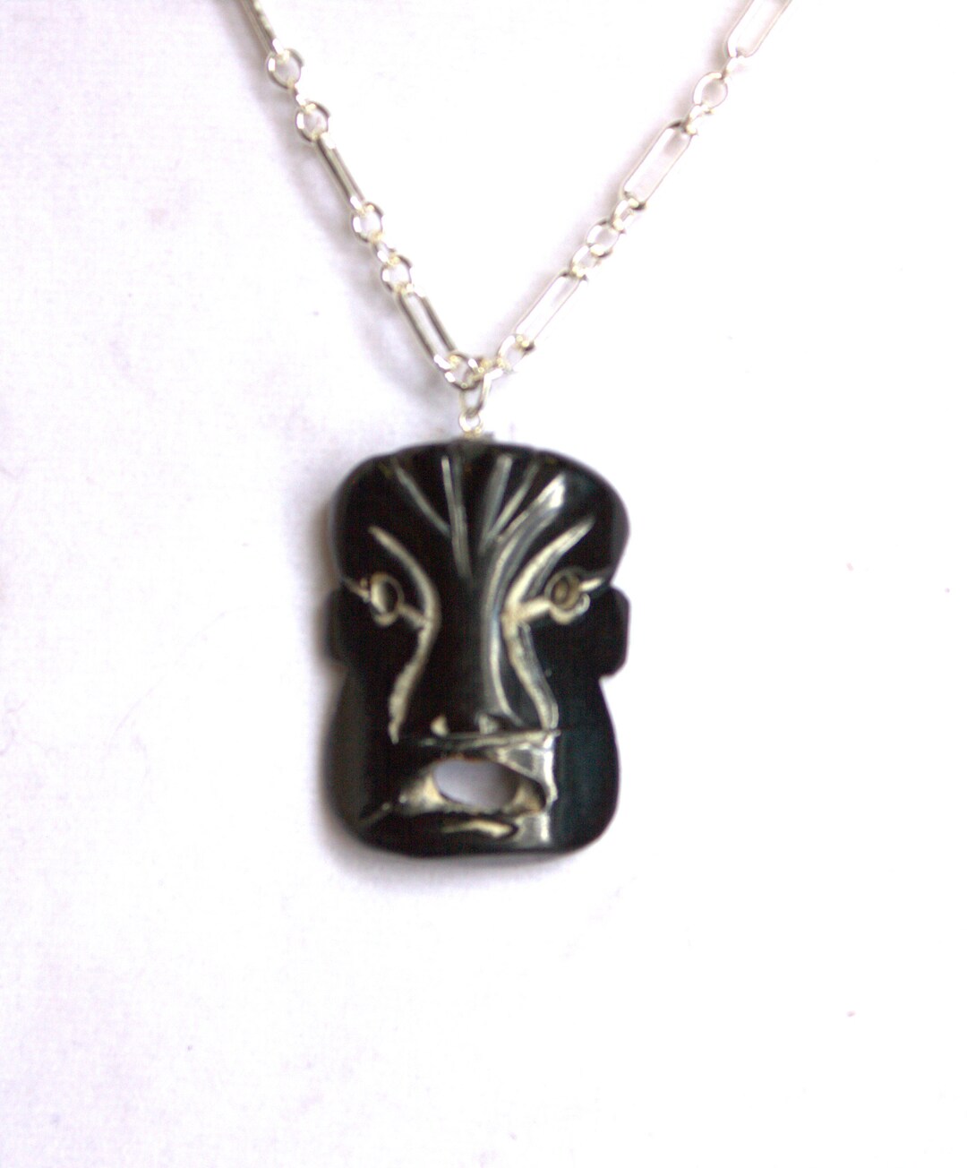 Vintage Maui Black Coral Face Mask Pendant - Etsy