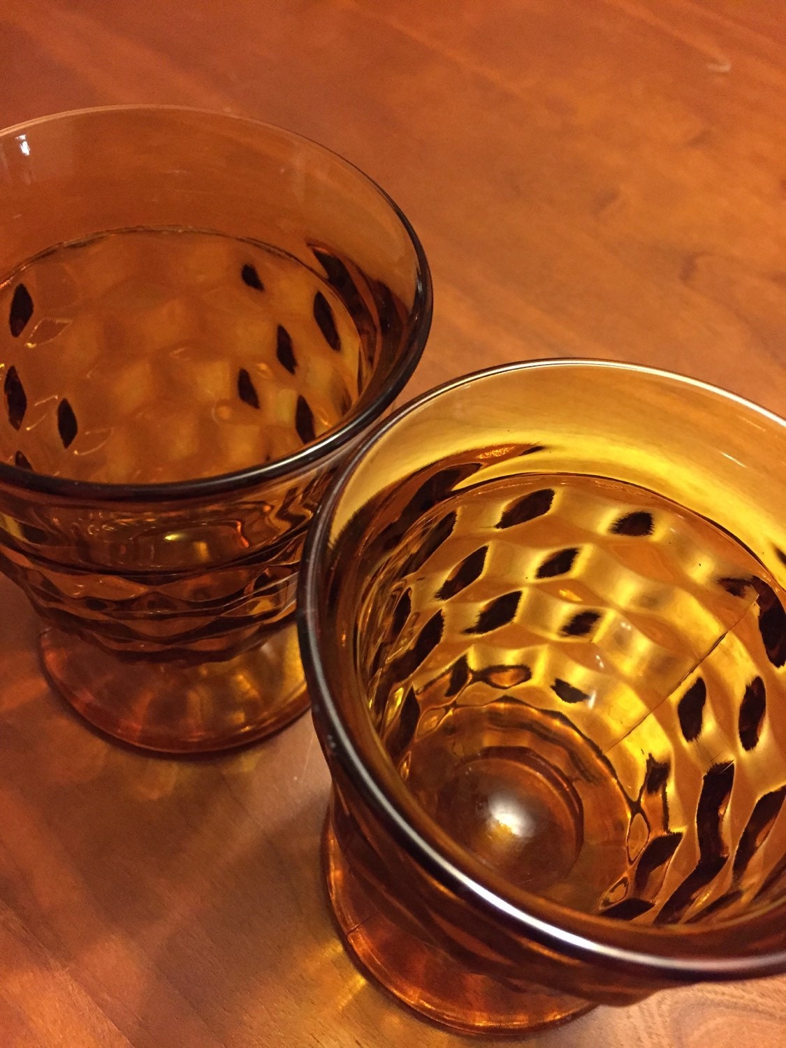 Set Of Vintage Indiana Glass Amber Whitehall Drinking Glasses Etsy