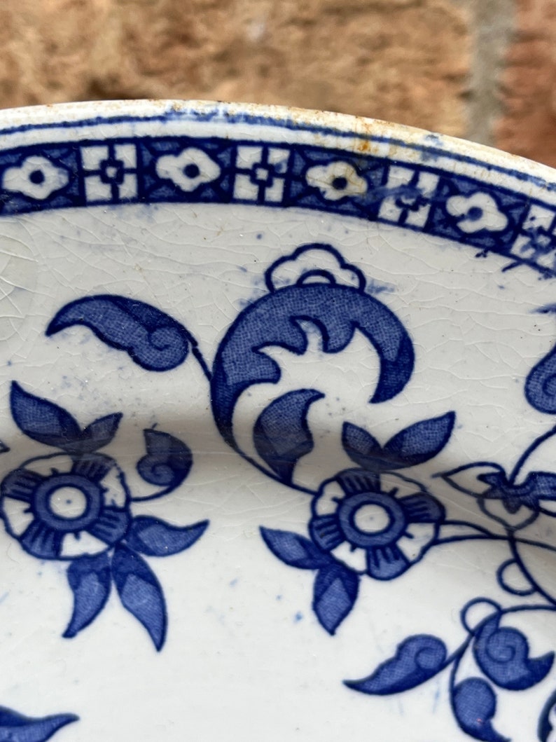 Antique Wedgwood Indiana Dinner Plate: Victorian Blue Floral Decor - Etsy