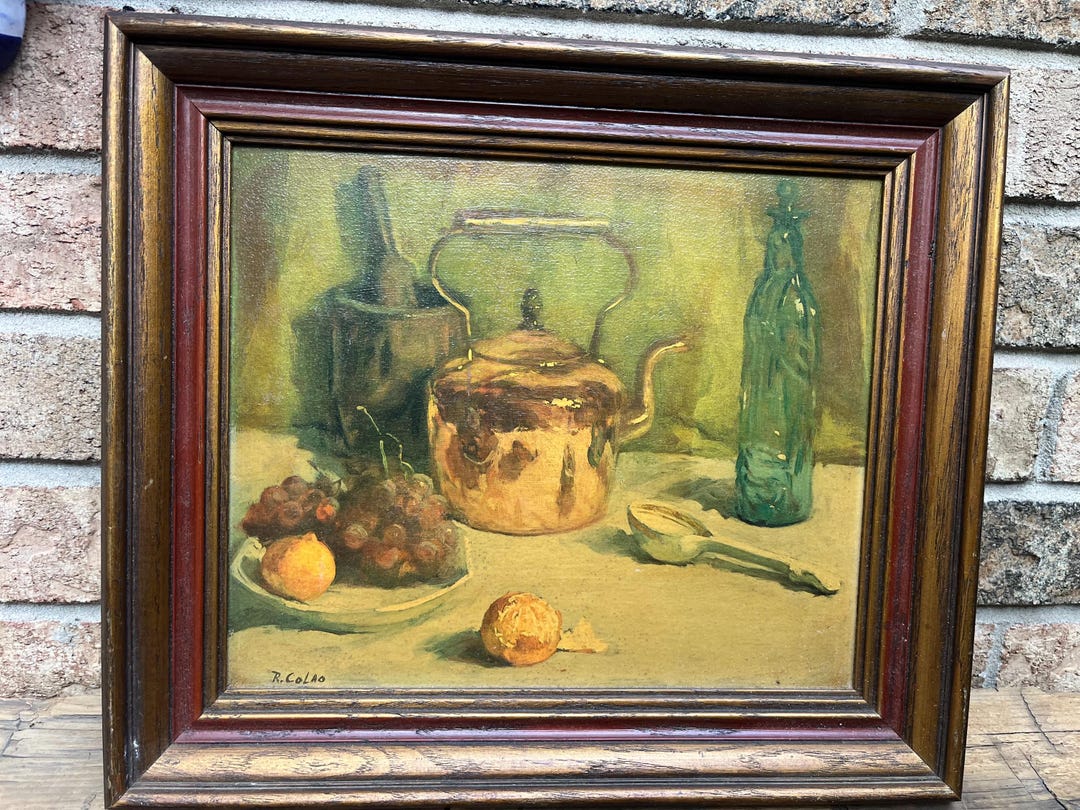 Vintage 1968 Still Life Print by R. Colao - Antique Wood Frame - Etsy