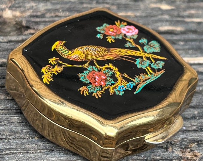 Vintage Brass Stratton Pill Container With Peacock- Made in England - Etsy