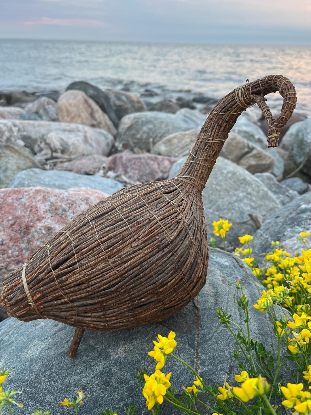 Vintage Tamarack Twig Decoy Bird Handmade MCM Canadian Folk Art Goose ...