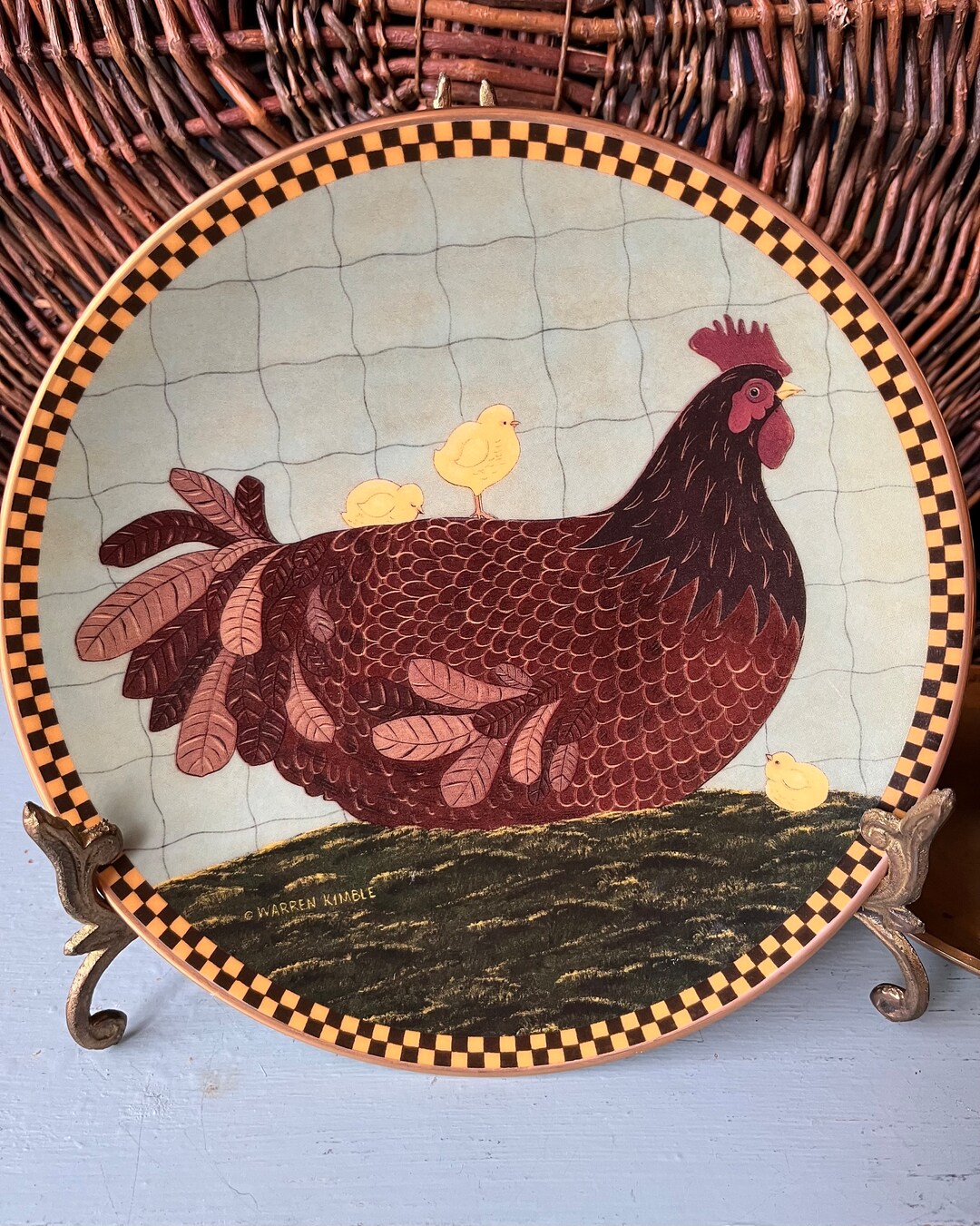 Vintage Warren Kimble Brown Hen With Chicks Decorative Plate - Charming ...