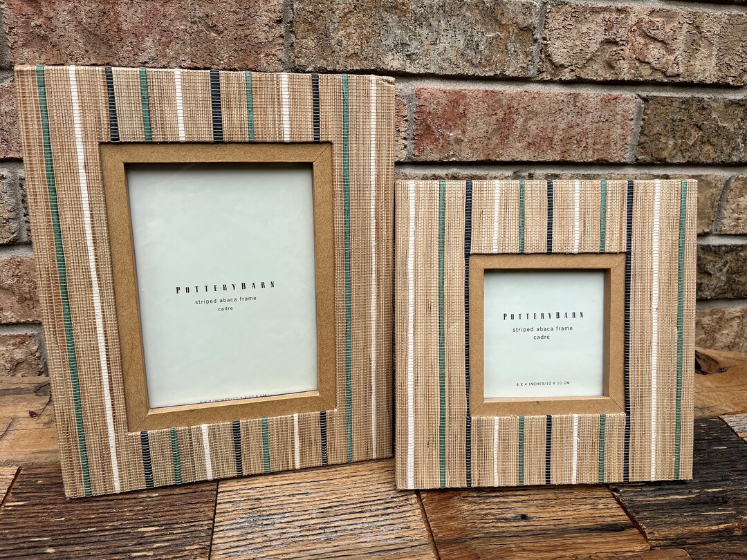 Vintage Pottery Barn Stripped Abaca Frames- Boho Natural Grass Picture ...