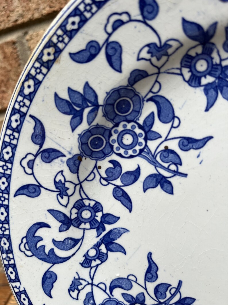 Antique Wedgwood Indiana Dinner Plate: Victorian Blue Floral Decor - Etsy