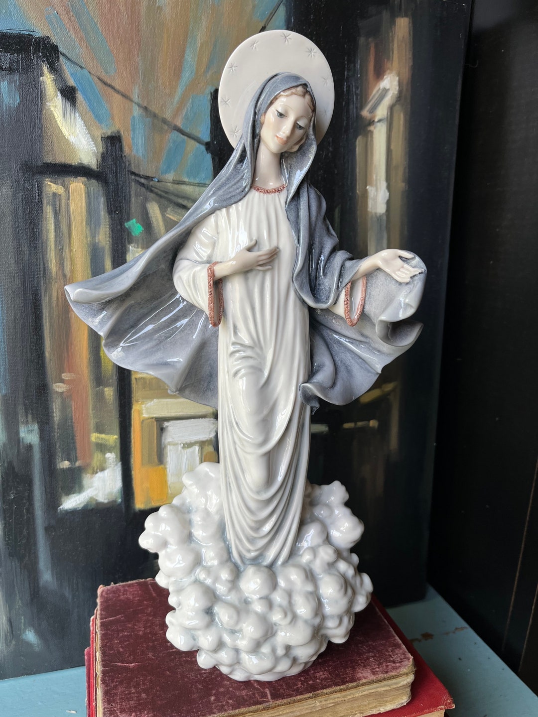 Vintage Italian Virgin Mary on Clouds Holy Statue by Giuseppe Armani ...