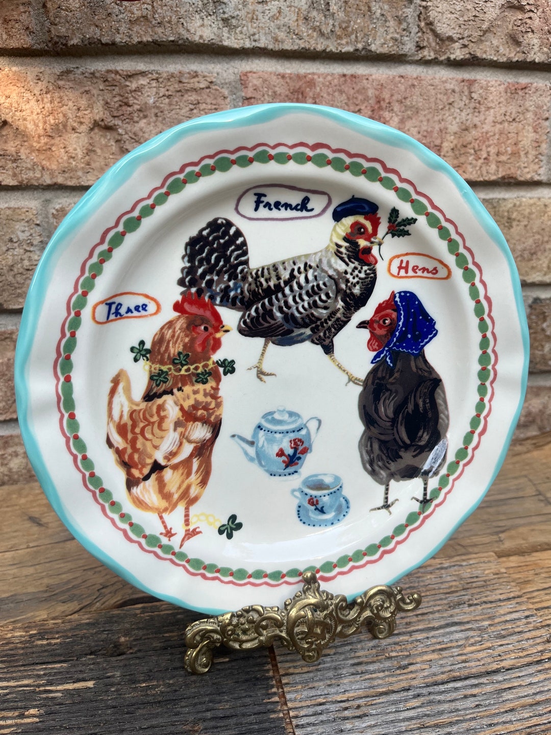 NEW Anthropologie Nathalie Lete 12 Days of Christmas Three French Hens ...