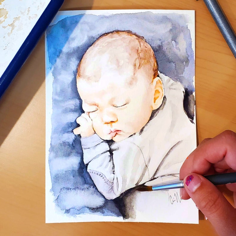 Watercolor Baby Portrait | Custom Fine Art Painting - Etsy