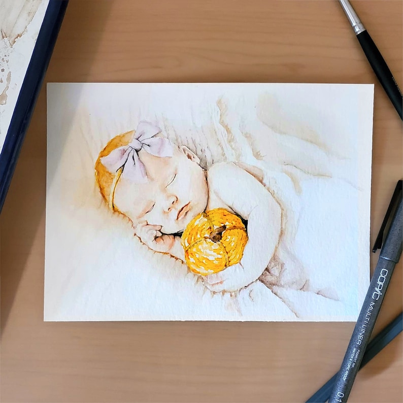 Watercolor Baby Portrait | Custom Fine Art Painting - Etsy