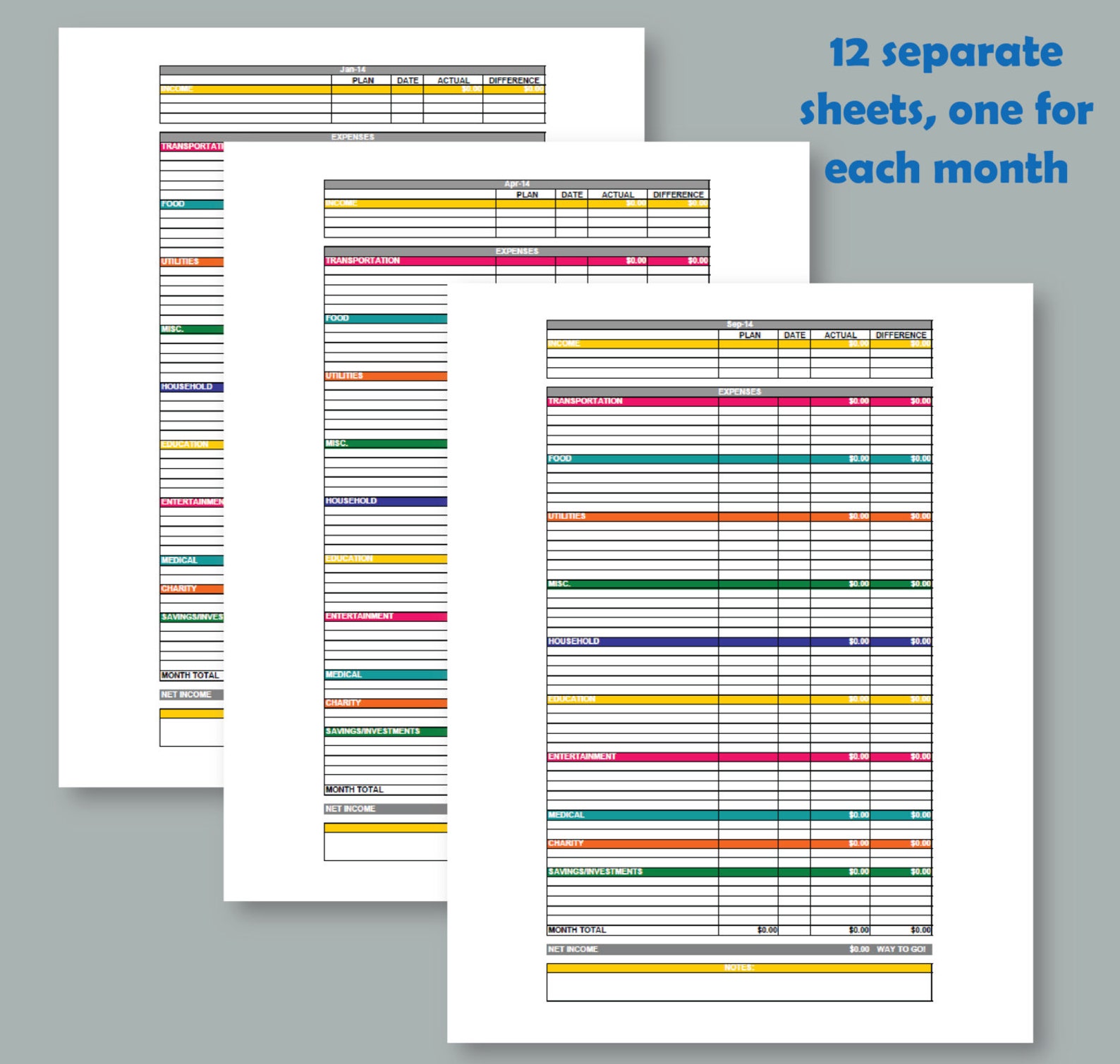 12 Month Budget Planner & Expenses Tracker Kit - Instant Download ...