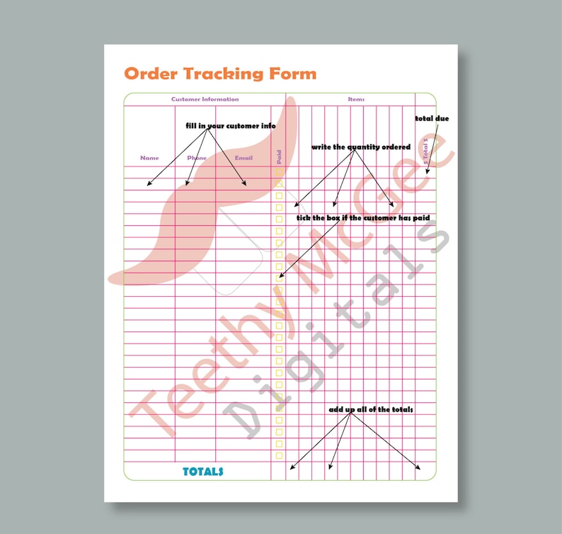 Order Tracking Form - Instant Download Printable Business Tool Keeps ...