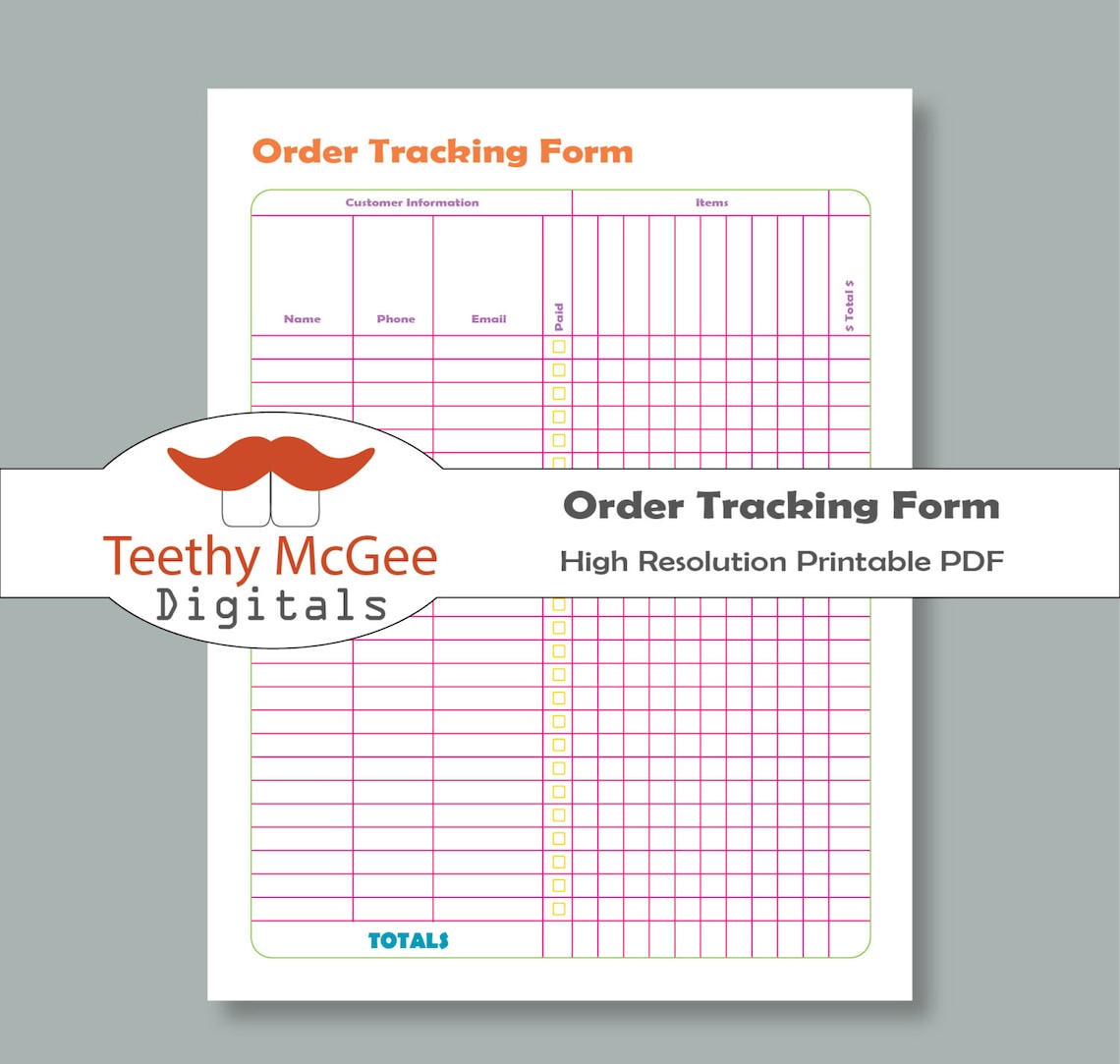 Order Tracking Form - Instant Download Printable Business Tool Keeps ...