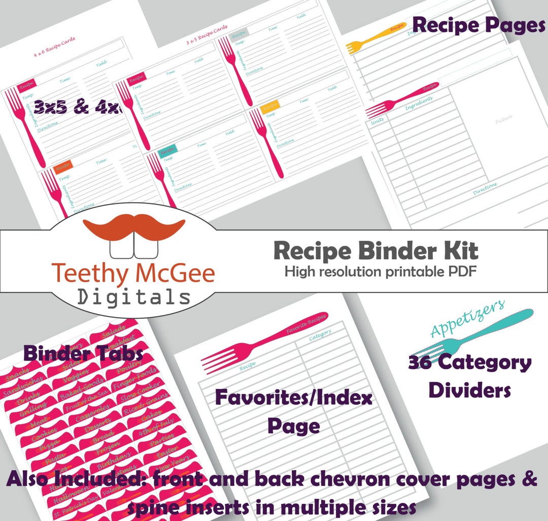 Recipe Binder Kit - Instant Download to Organize Your Kitchen in Spring ...