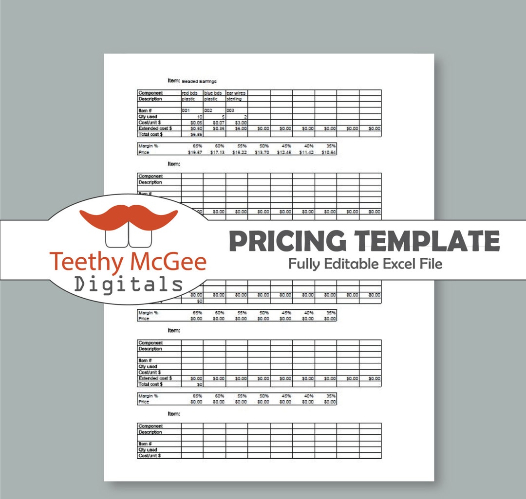 Pricing and Costing Template- Instant Download Editable Business Tool ...