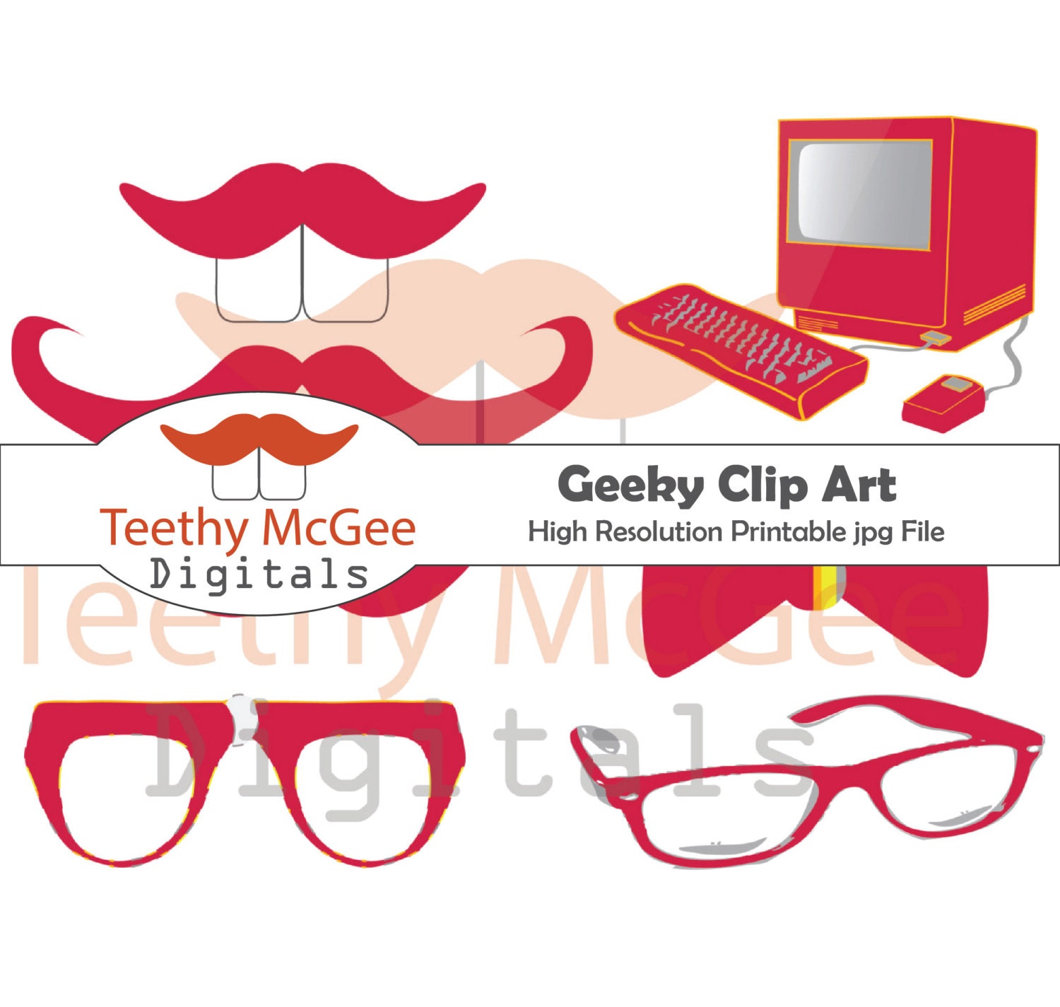 Geeky Clip Art - Instant Download Printable PDF- Geeky Pink - Etsy