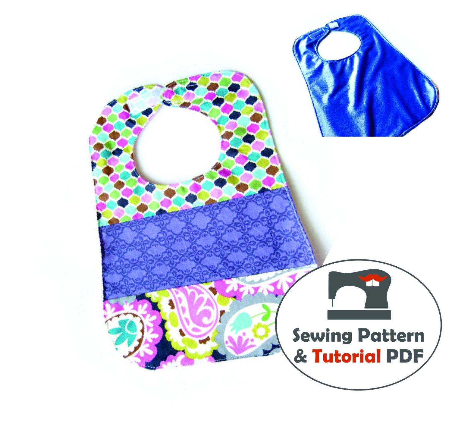 Bib With 3 Panels or Solid Bib - Instant Download Sewing Pattern ...