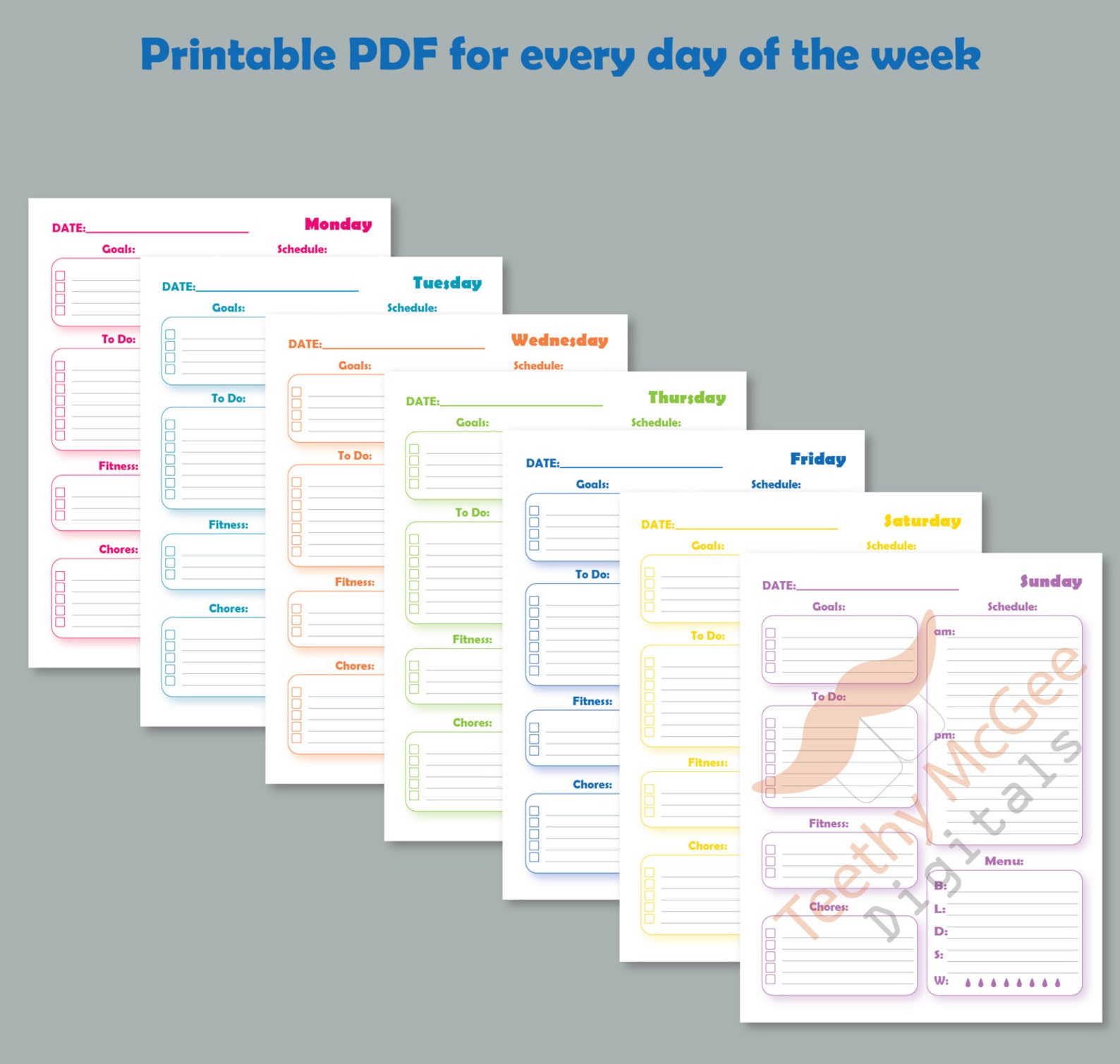 7 Daily Organizers - Instant Download Printable Organization Tool - Etsy