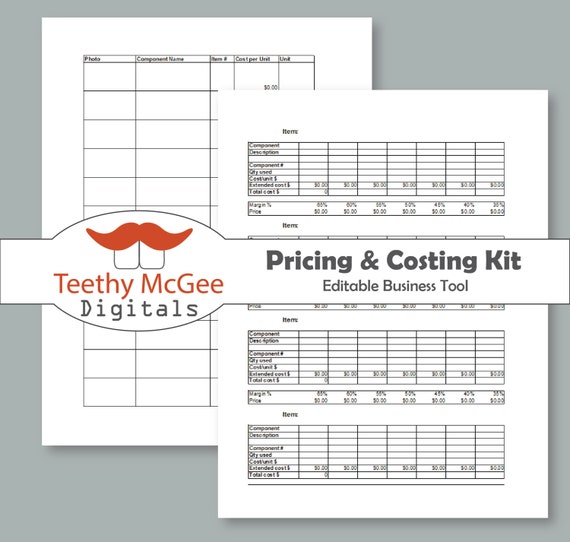 Pricing & Costing Kit Instant Download 2 Documents Pricing | Etsy