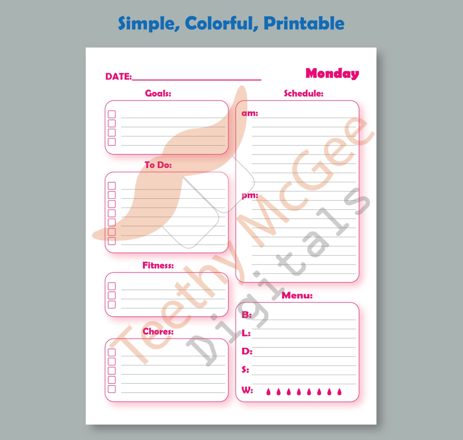 7 Daily Organizers - Instant Download Printable Organization Tool - Etsy