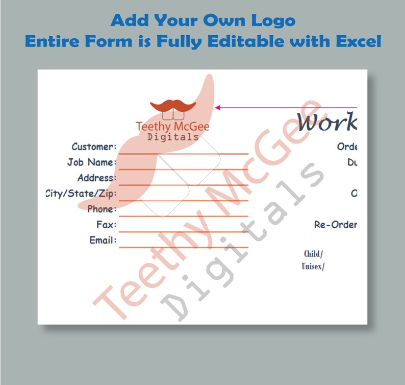 Editable Work Order Form for Screen Printing - Instant Download ...