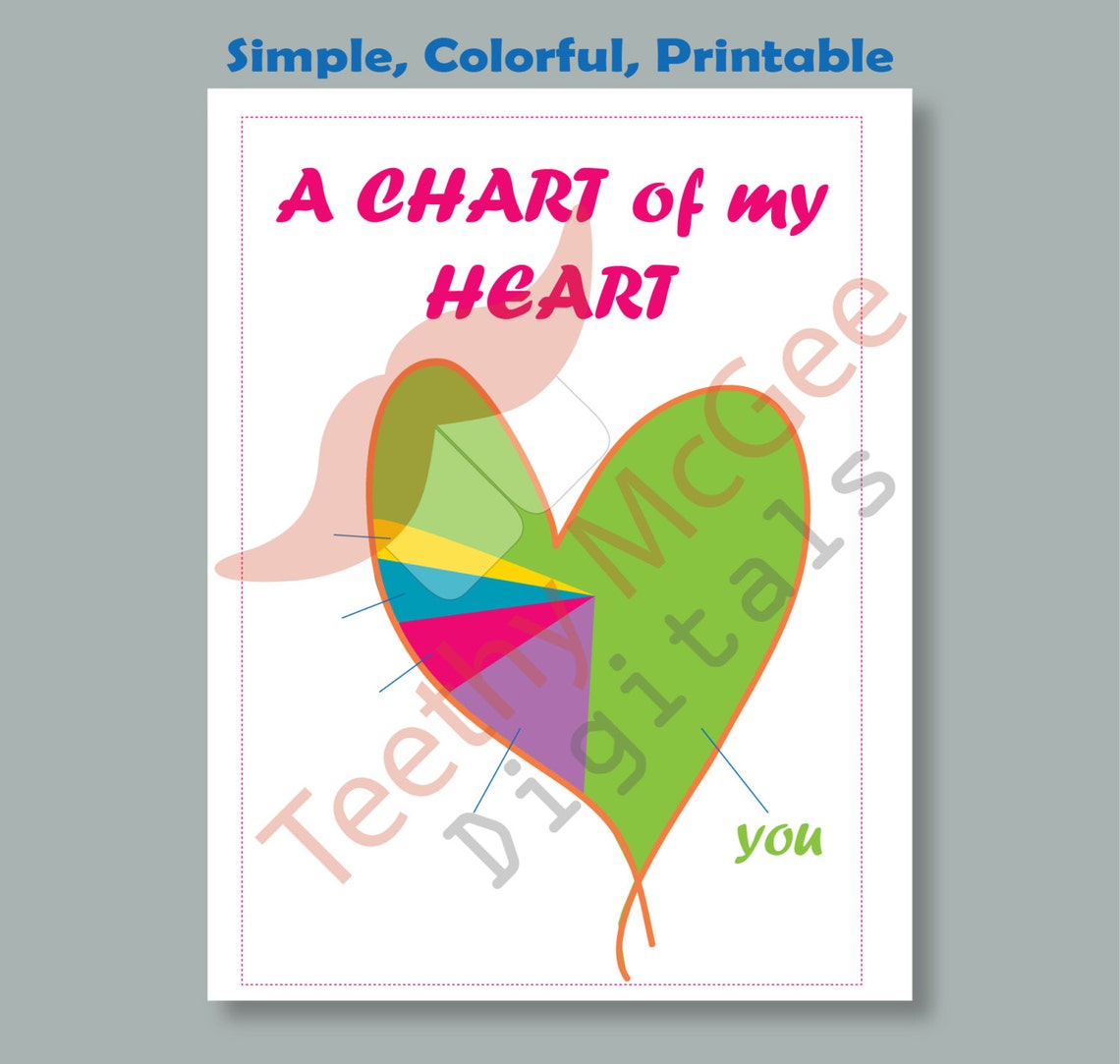 Printable Love Card PDF Instant Downloadable File Chart of My Heart - Etsy
