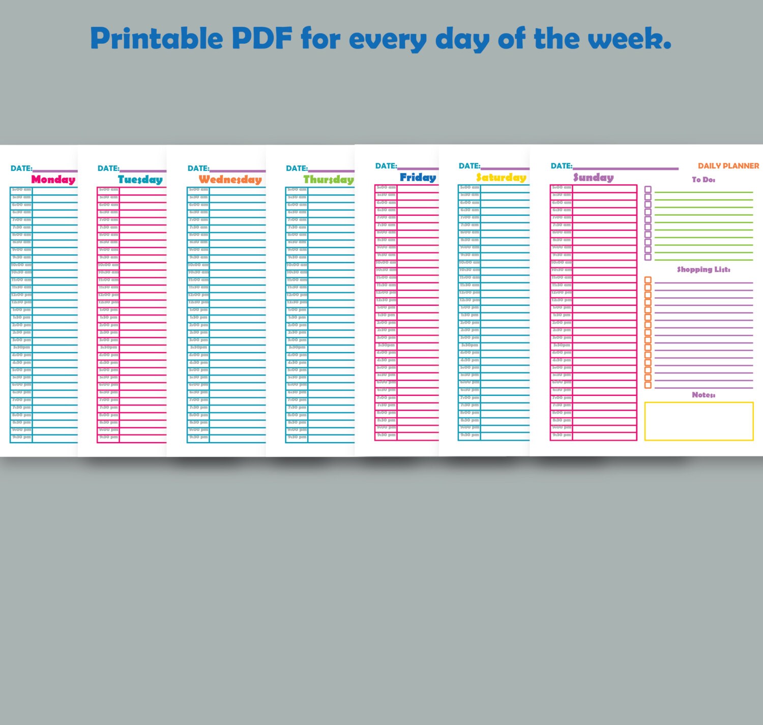 7 Daily Planners for Time Management - Instant Download Printable ...