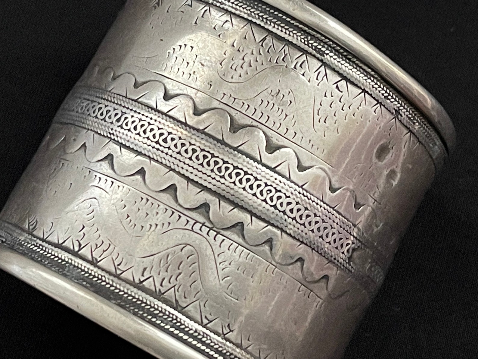 Antique Turkmen Talismanic Handcarved Silver Cuff Bracelet Free ...