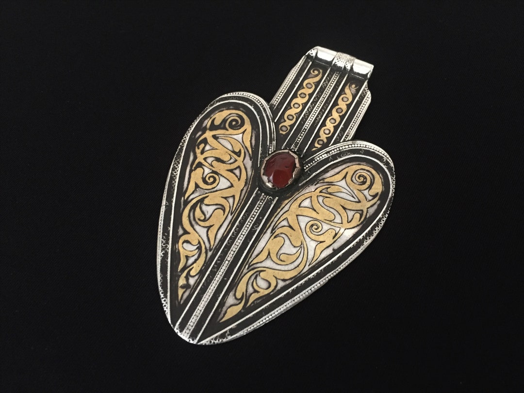 Antique Turkmen Tribal Silver Asyk Pendant With Carnelian Free Shipping ...