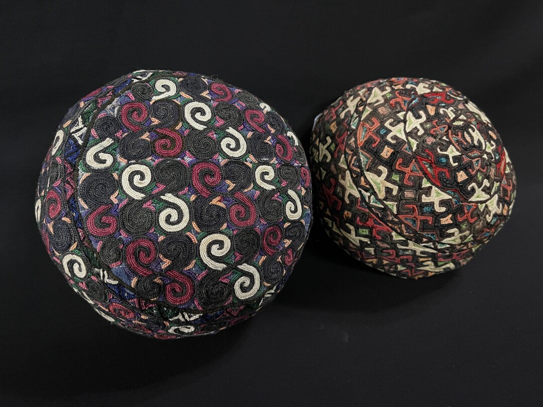 Traditional Turkmen - Yomud Silk Embroidered Skullcaps & Hats - Free ...
