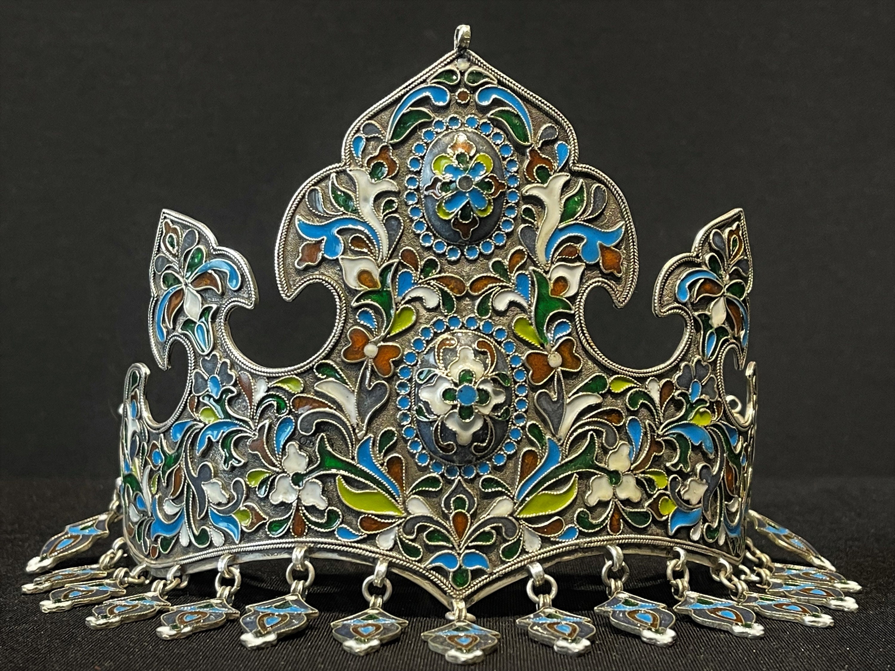 RARE Antique Uzbekistan Bukhora Silver Enameld Ceremonial Crown Free ...