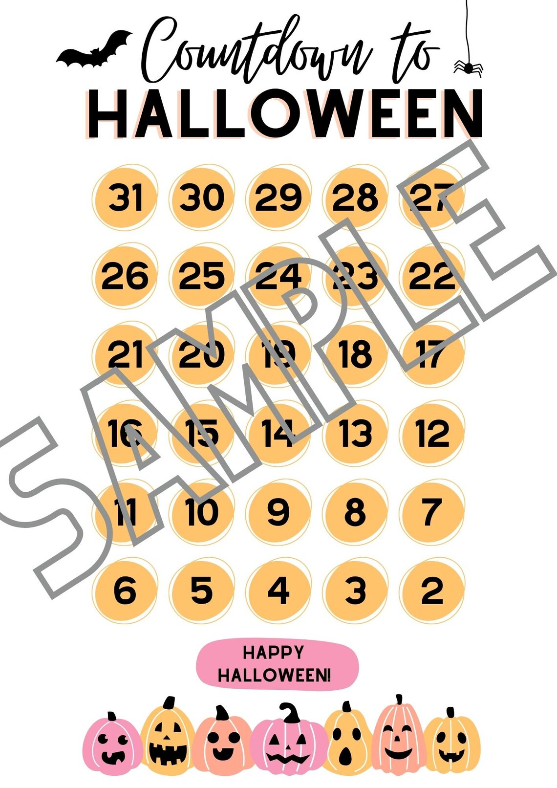 Halloween Countdown / Printable Halloween Countdown / Halloween Advent ...