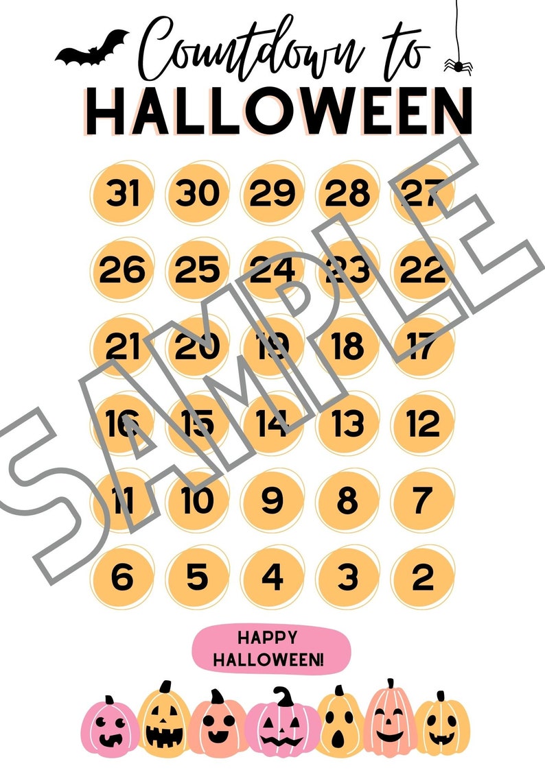 Halloween Countdown / Printable Halloween Countdown / Halloween Advent ...