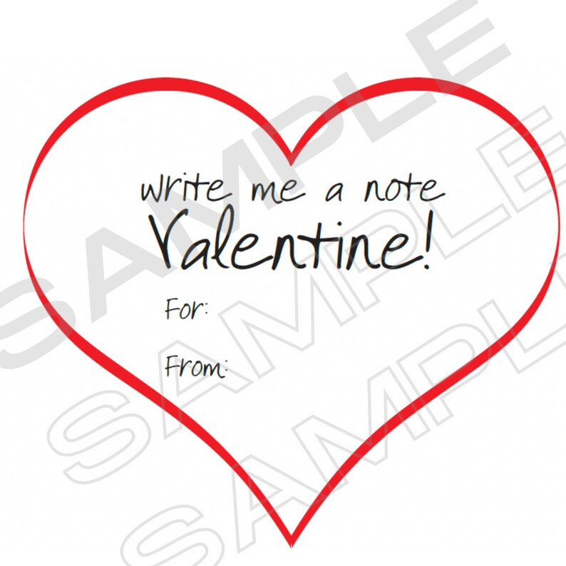 Write Me A Note Valentine, Printable Pencil Valentine, Classroom ...