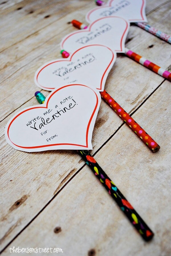 Write Me A Note Valentine, Printable Pencil Valentine, Classroom ...