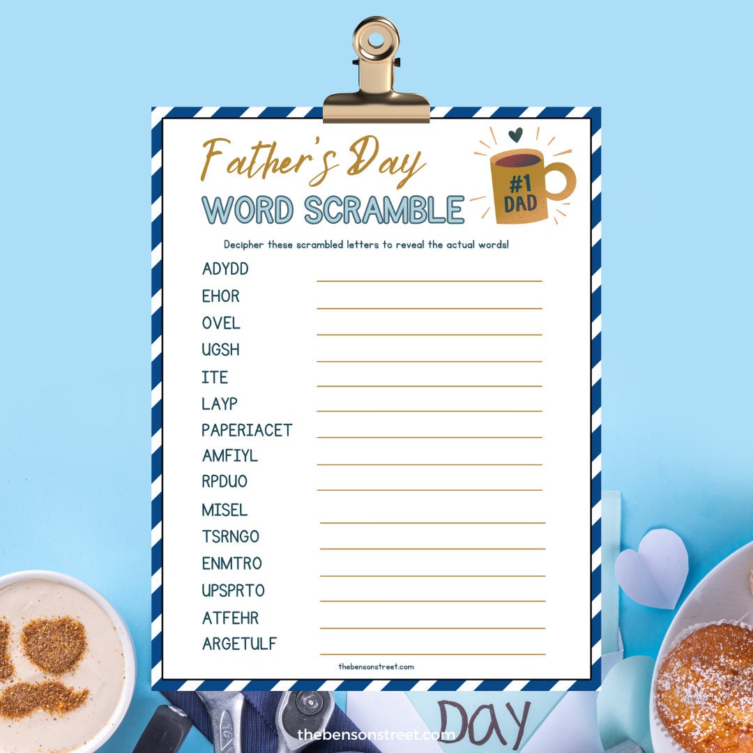 Father's Day Word Scramble Word Scramble Game Father's Day Game Word ...