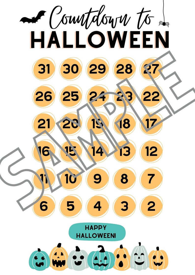 Halloween Countdown / Printable Halloween Countdown / Halloween Advent Calendar / Printable ...