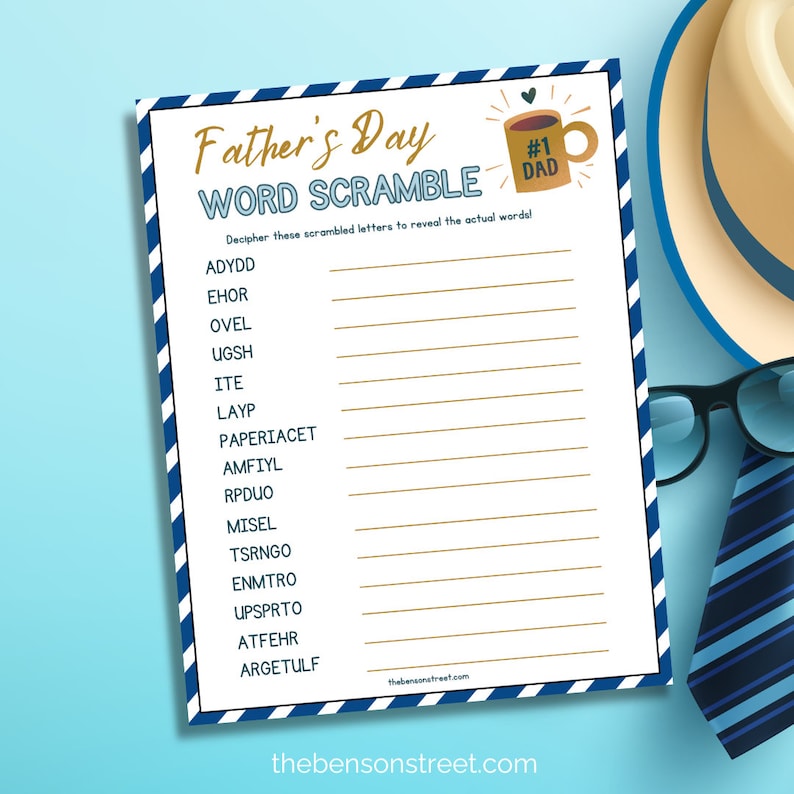 Father's Day Word Scramble | Word Scramble Game | Father's Day Game ...