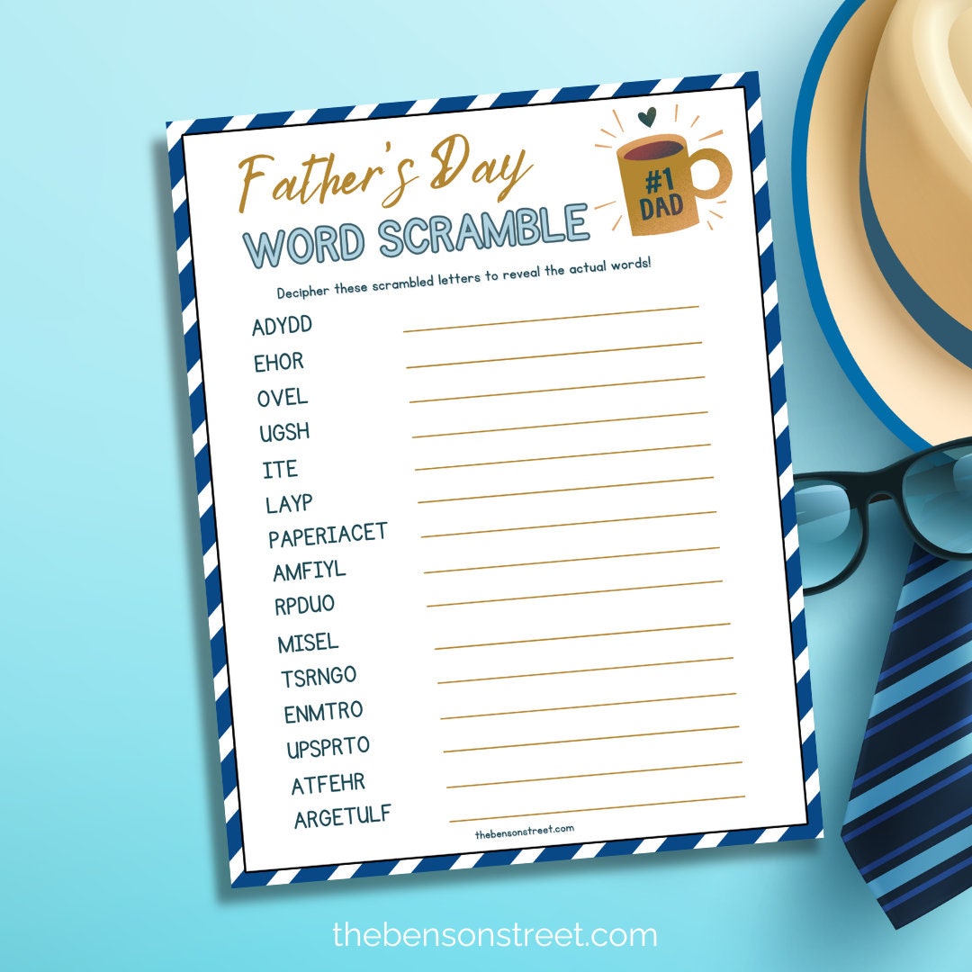 Father's Day Word Scramble Word Scramble Game Father's Day Game Word ...
