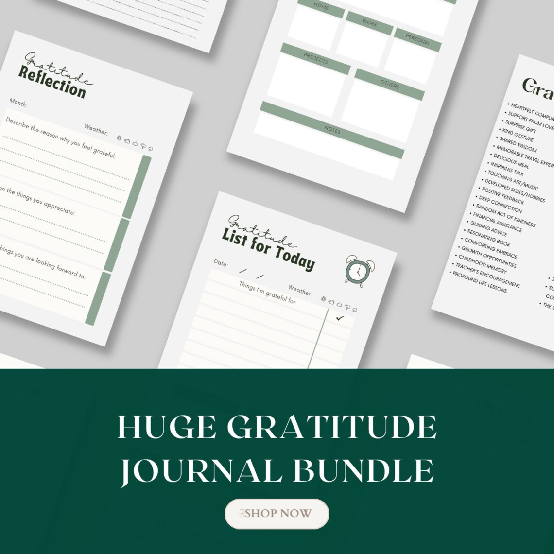Gratitude Journal Printable Bundle: Mindfulness, Self Care (digital ...
